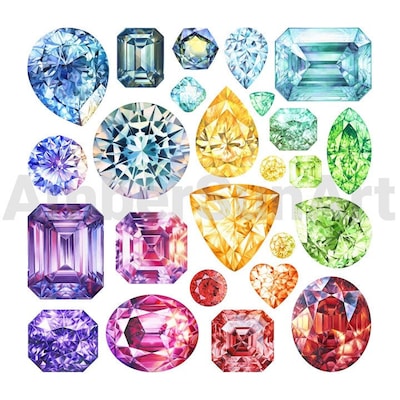 Set of 24 Gemstone Vinyl Stickers Laptop Stickers Gem - Etsy