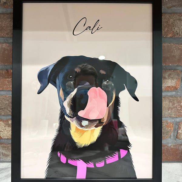 Custom Pet Portrait | Framed Dog Portrait | Digital Dog Art Pet ...