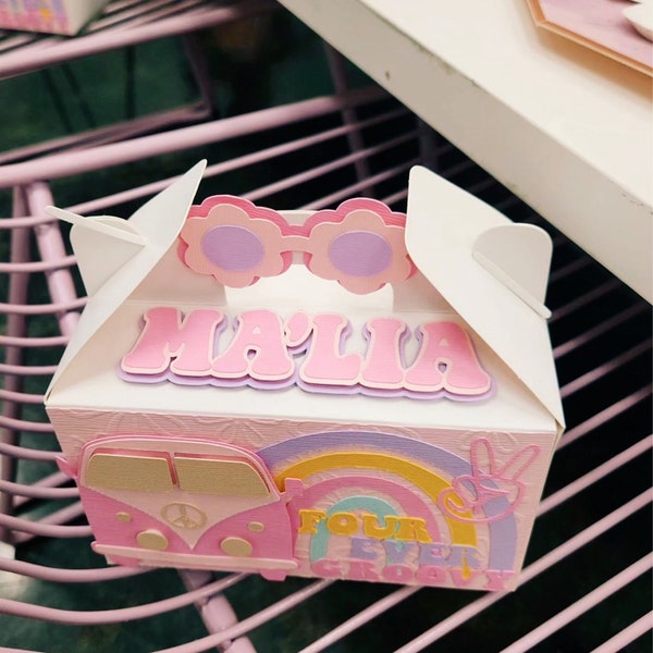 Two Groovy Gable Box/ Two Groovy Party Favor/ Groovy Birthday Party ...