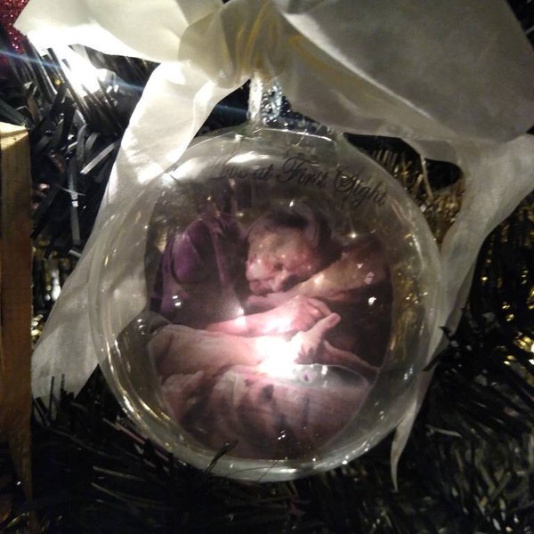 Our First Christmas Photo Ornament Globe, Round Glass Ornament With ...