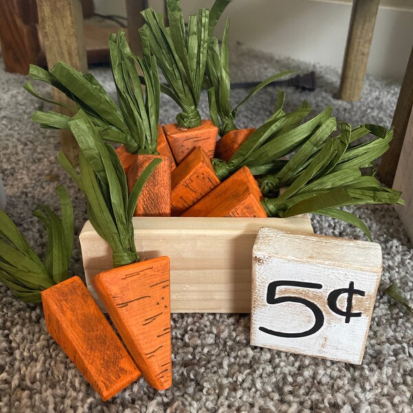 MINI Wooden Carrots | Rustic Easter Decor | Farmhouse Kitchen Decor ...