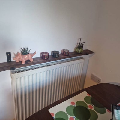 Rustic Solid Wood Radiator Shelf With Raw Steel Brackets Handcrafted ...