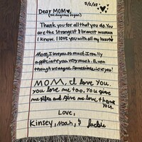 Love Letter Blanket: Personalized Gift for Mom, Woven Handwriting ...