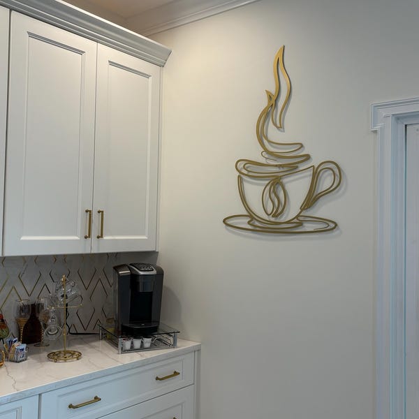 Coffee Metal Wall Decor, Line Art, Metal Wall Hangings, Home Decoration ...