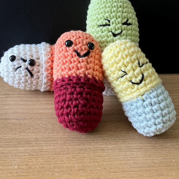 Amigurumi Pills Crochet Pattern, 4 Pill Sizes in 1 Crochet Pattern ...