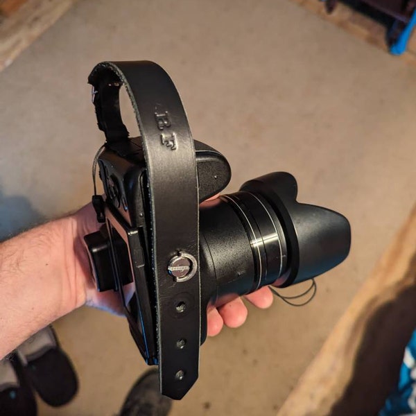 Black Leather Camera Hand Strap Made to Help Keep Your Favorite Camera ...