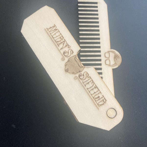 Laser Cut Wooden Combs Svg Bundle Glowforge Beard Comb Set of 5 Svg ...