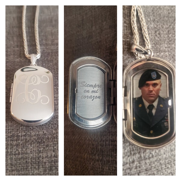 Mens Dog Tag Locket, Dog Tag Locket Necklace, Silver Dog Tag Photo ...