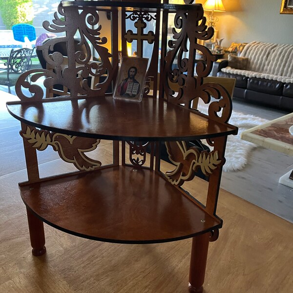 Wooden Corner Altar Corner Shelf Display Altar Christian Catholic ...