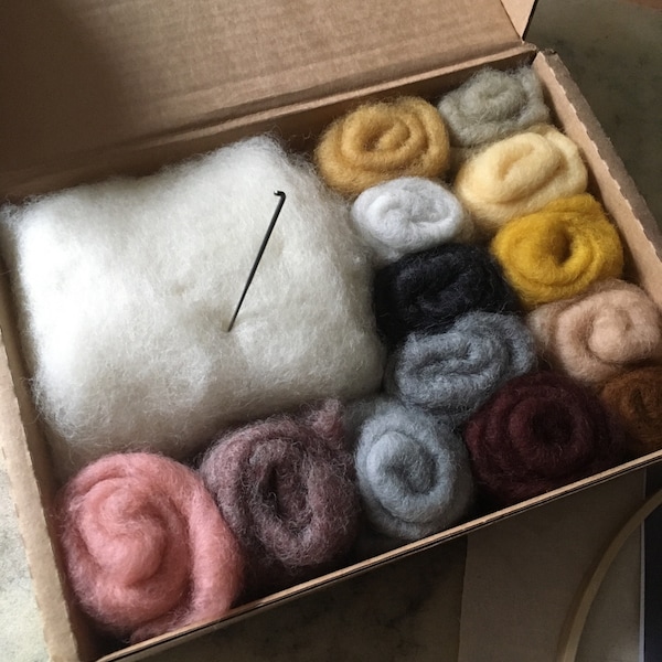 Needle Felting Starter Kit | DIY Felting Kit | Natural Colors | Wool ...