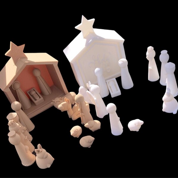 Large 4" Peg Doll Nativity Set Downloadable STL Files 3D Printable ...