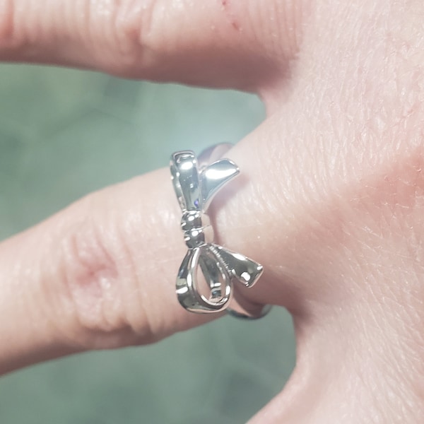 Silver Bow Ring, Sterling Silver Bow, Bow Ring, Dainty Silver Ring ...