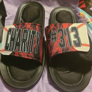 Custom Baseball Slides Flip Flops Sandals Custom Baseball - Etsy