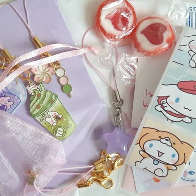 Kawaii Sakura Phone Charm Pastel Pink Cherry Blossom Keychain Kawaii ...