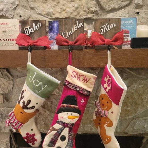 Personalized Stocking Holder, Wood Stocking Holder for Mantle Top ...