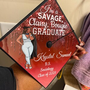 Graduation Cap Topper/classy Graduate/ Red Glitter/ Black Girl Magic - Etsy