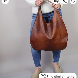 Dark Brown Leather Hobo Bag With Zipper Everyday Shoulder Bag Limited ...