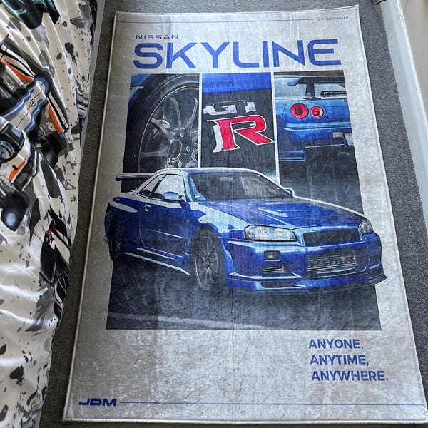 Nissan R35 Rug , Retro Car Rug, Sports Car Print Rug, Gift for Car ...