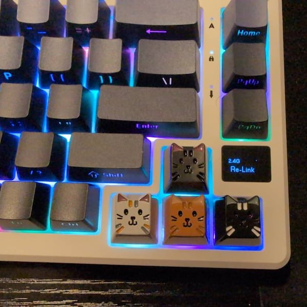 Cute Cat Metal Artisan Keycaps - Custom Mechanical Keyboard Cute Keycap ...