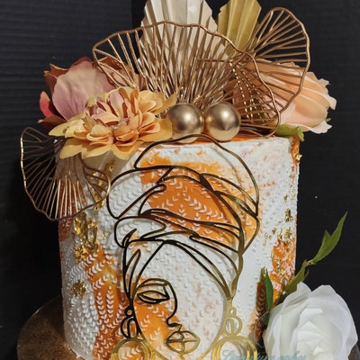 Line Art Face Cake Topper Charm, Abstract Line Art Cake Topper, African ...