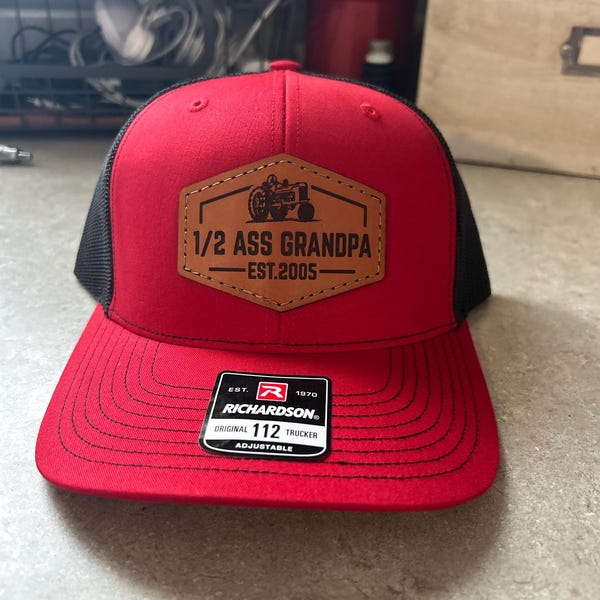 Custom Richardson 112 Laser Engraved Leather Patch Hat Logo Cattle Ear Tag Livestock Farm With ...