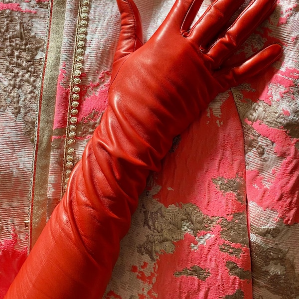 Long Leather Gloves / Bespoke Opera Gloves / Leather Gloves / Gloves for Her / Ladies Extra-long ...