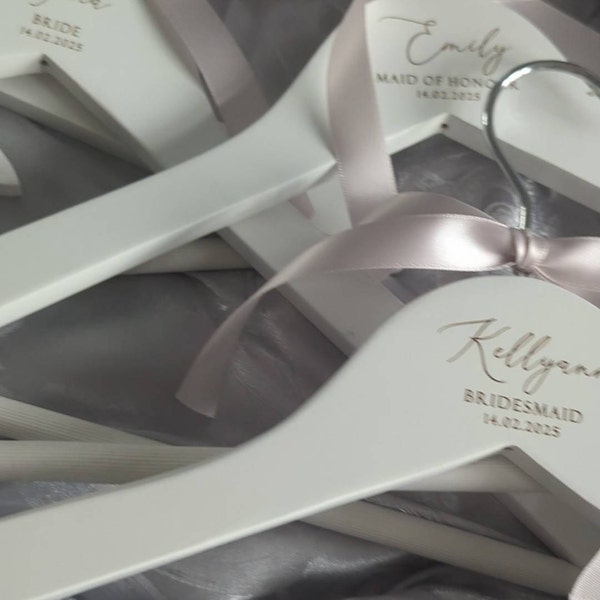 Engraved Hangers for Wedding, Personalised White Coat Hanger for Bride ...