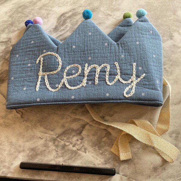 Hand Embroidered Name Crown for Kid's Birthdays, Personalized Gift ...
