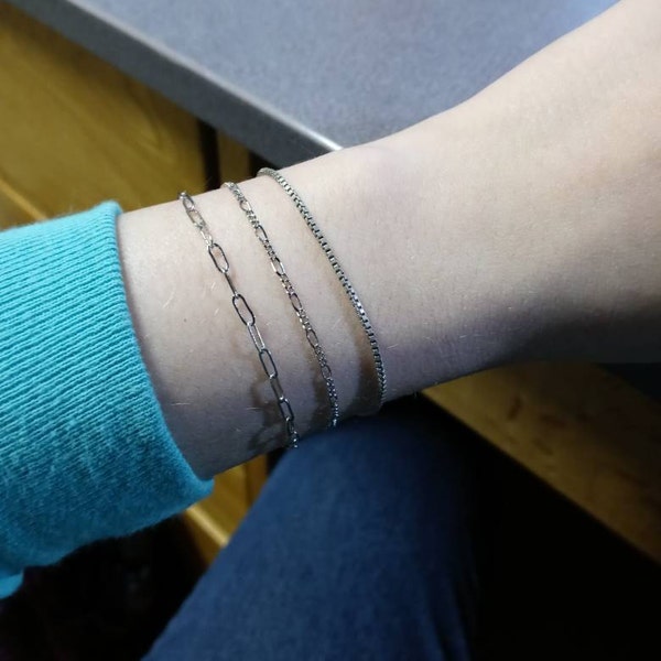 4 Pcs Dainty Silver Bracelet Set, Silver Chain Bracelet Pack - Etsy