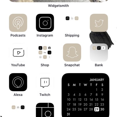 Minimalist Icon Theme Pack for iPhone IOS 14-15 App Covers Black, White ...