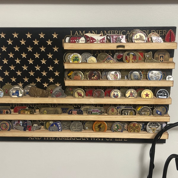 100 Coins Army Soldier's Creed Motto US Flag Challenge Coin Holder ...