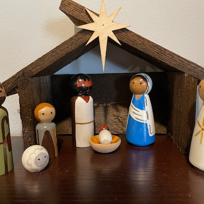 Japanese Nativity Set, Unique Nativity, Peg Doll Nativity, Japan ...