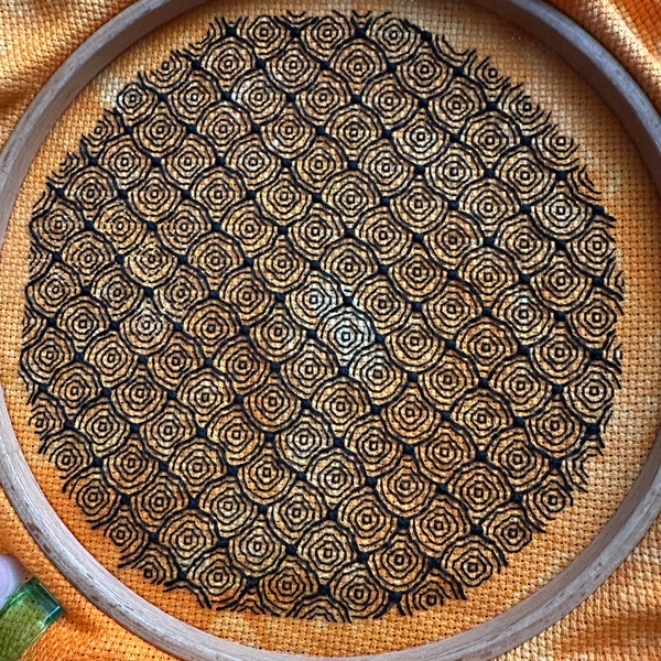 Optical Illusion Blackwork Embroidery Pattern | Monochrome Psychedelic ...