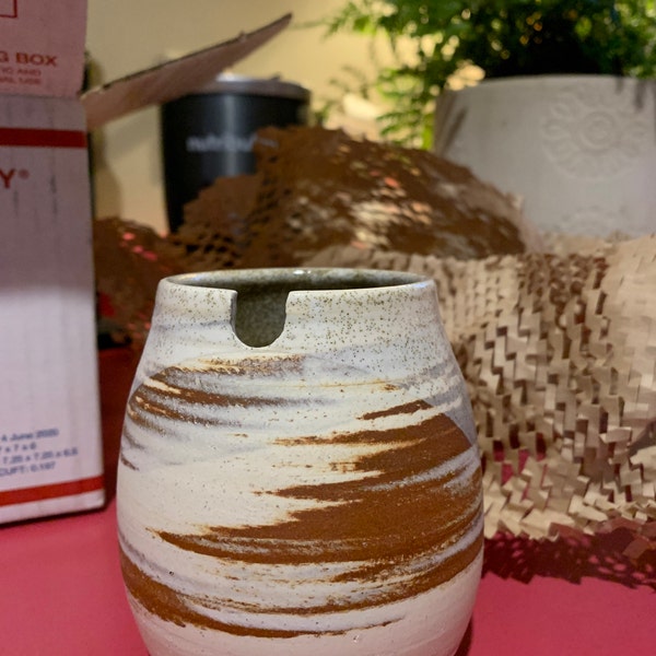 Handmade Ceramic Yerba Mate Gourd With Notch for Bombilla, Complete ...