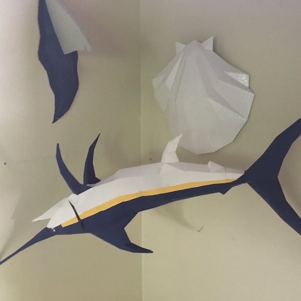 Swordfish Paper Sculpture,printable PDF Template,handmade Sea Animal ...