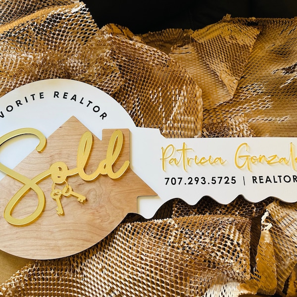 Sold Sign, Realtor Closing Custom, Mirrored Sold Real Estate Agent Key ...