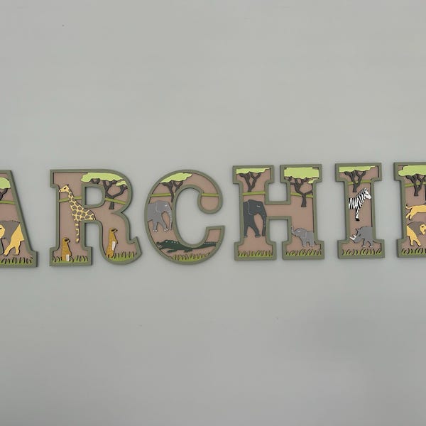 Personalised Safari Kidsroom Wall Signs: Jungle Animals Decoration Kids ...