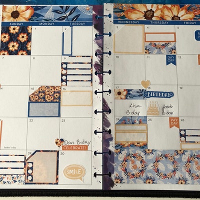 Happy Planner Monthly PRINTABLE Stickers, Floral Planner Stickers Kit ...