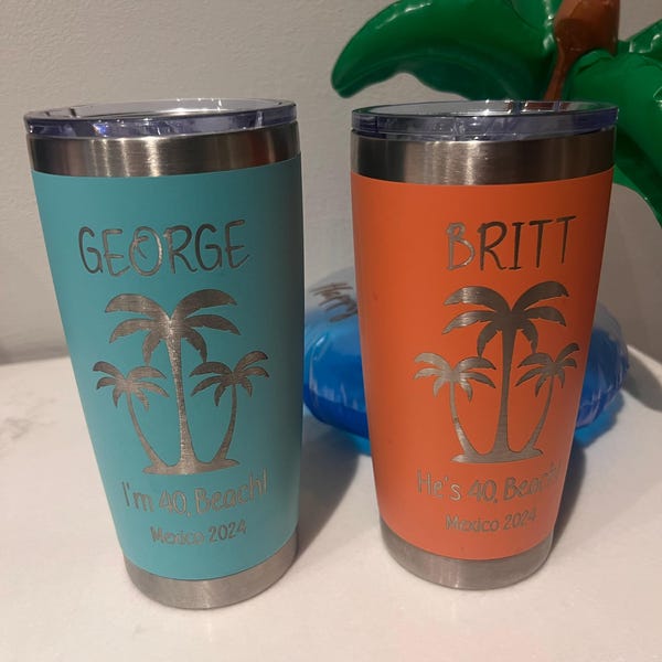 Personalized 40oz Tumbler With Handle and Straw, Custom Name Birth ...