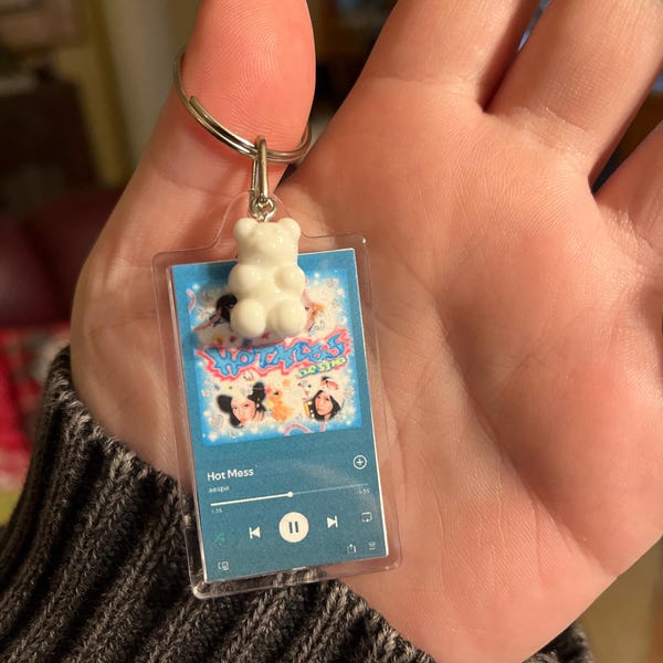 Spotify Song Plaque Keychain - Custom Key Chain + Add Charm Gummybear ...