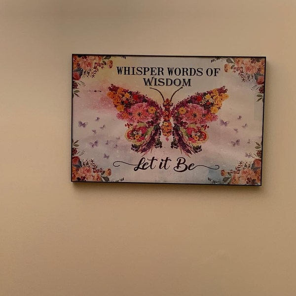 Butterfly Flower Canvas Poster Whisper Words of Wisdom Let It Be - Etsy