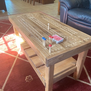 Cribbage Board Coffee Table With Wooden Pegs & Storage Compartment ...