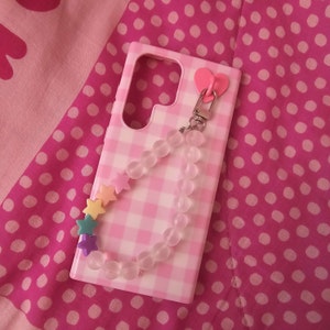 Cute Knitted Pink and Red Cherry Keychain, Cherry Flower Heart Phone ...