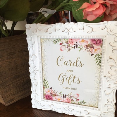 Cards and Gifts Sign, Gift Table Sign, Floral Printable Sign, Ivory ...