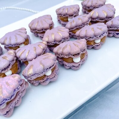 Seashell Macarons 15 or 30 Choose Your Flavors Edible Macaroons French Cookies Seashell Cookies ...