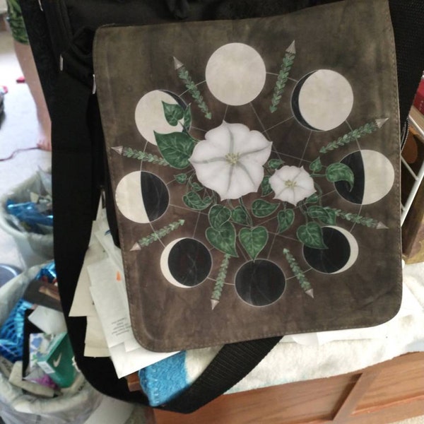 Moon Phase Shoulder Bag – Witchy Celestial Moonflower Handbag – Pagan ...