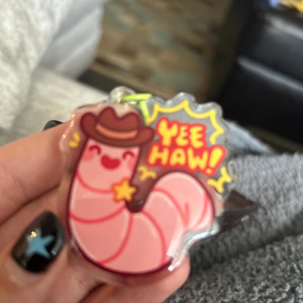Cowboy Worm Acrylic Keychains! - Etsy