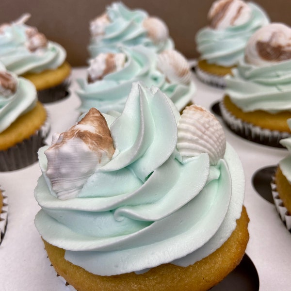 Sea Shell Fondant Topper 50pcs Beach Cake Topper Beach Cupcake Toppers ...