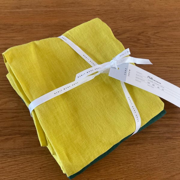 Set of Natural Linen Tablecloth and 4 Napkins,linen Tablecloth and ...