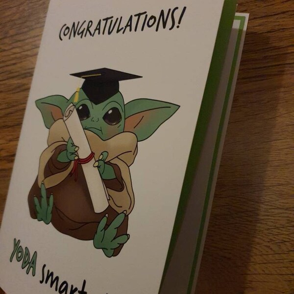 Congratulations Yoda Smartest A5 Graduation Greeting Card With White ...